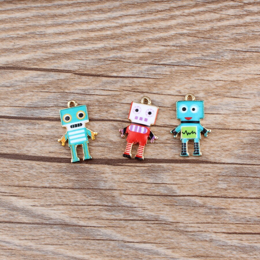 10PCS Enamel Robot Charms Alloy Charm Pendant Tiny Charm | Etsy