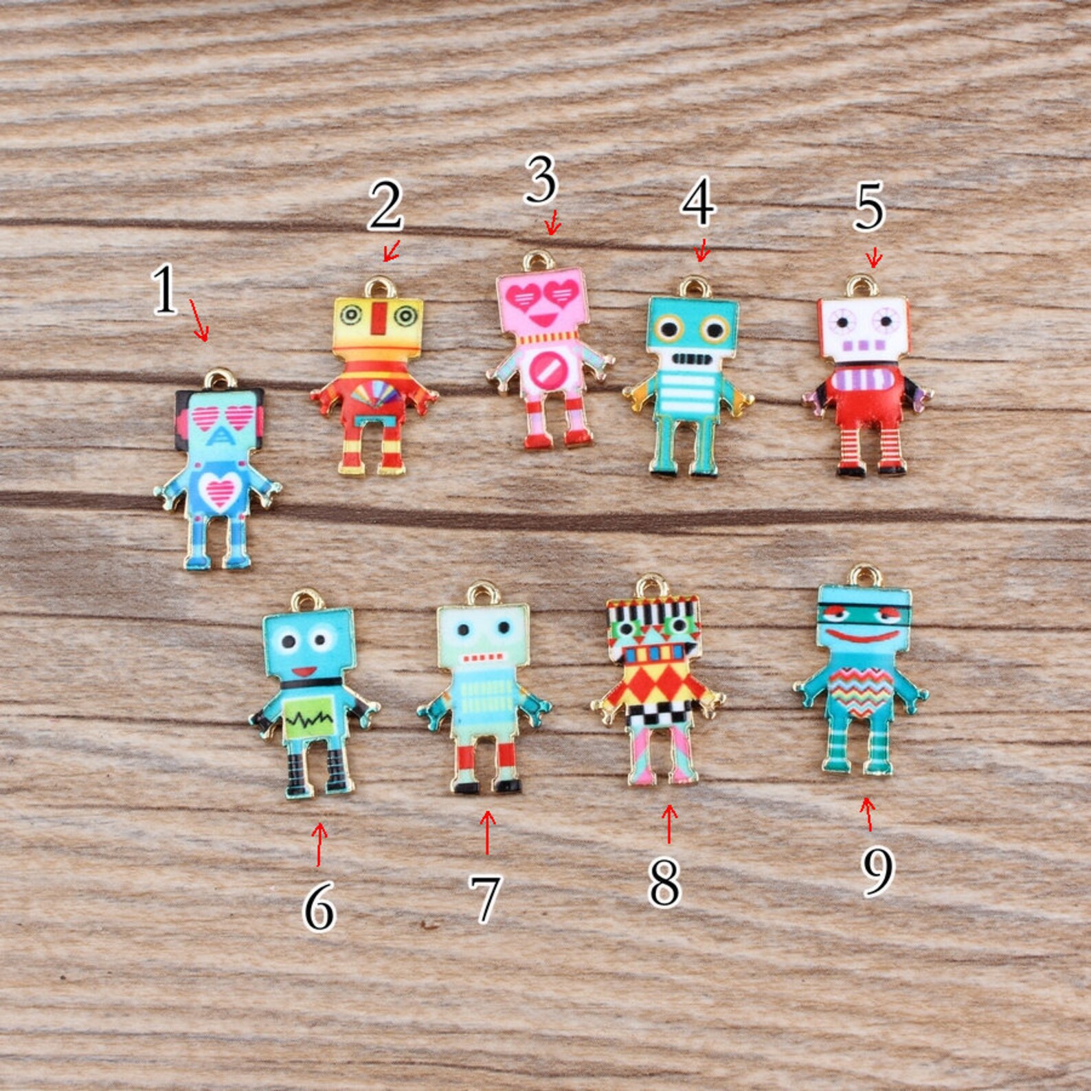 10PCS Enamel Robot Charms Alloy Charm Pendant Tiny Charm | Etsy