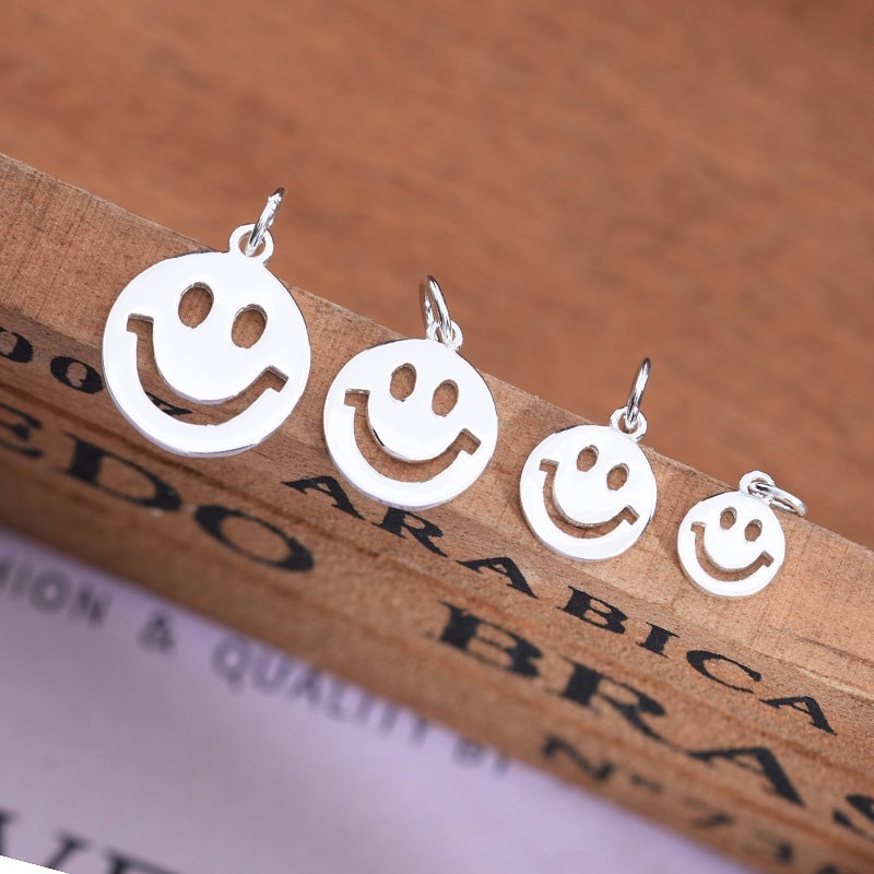 2PCS 925 Sterling Silver Charms Silver Smiling Charm Pendant | Etsy
