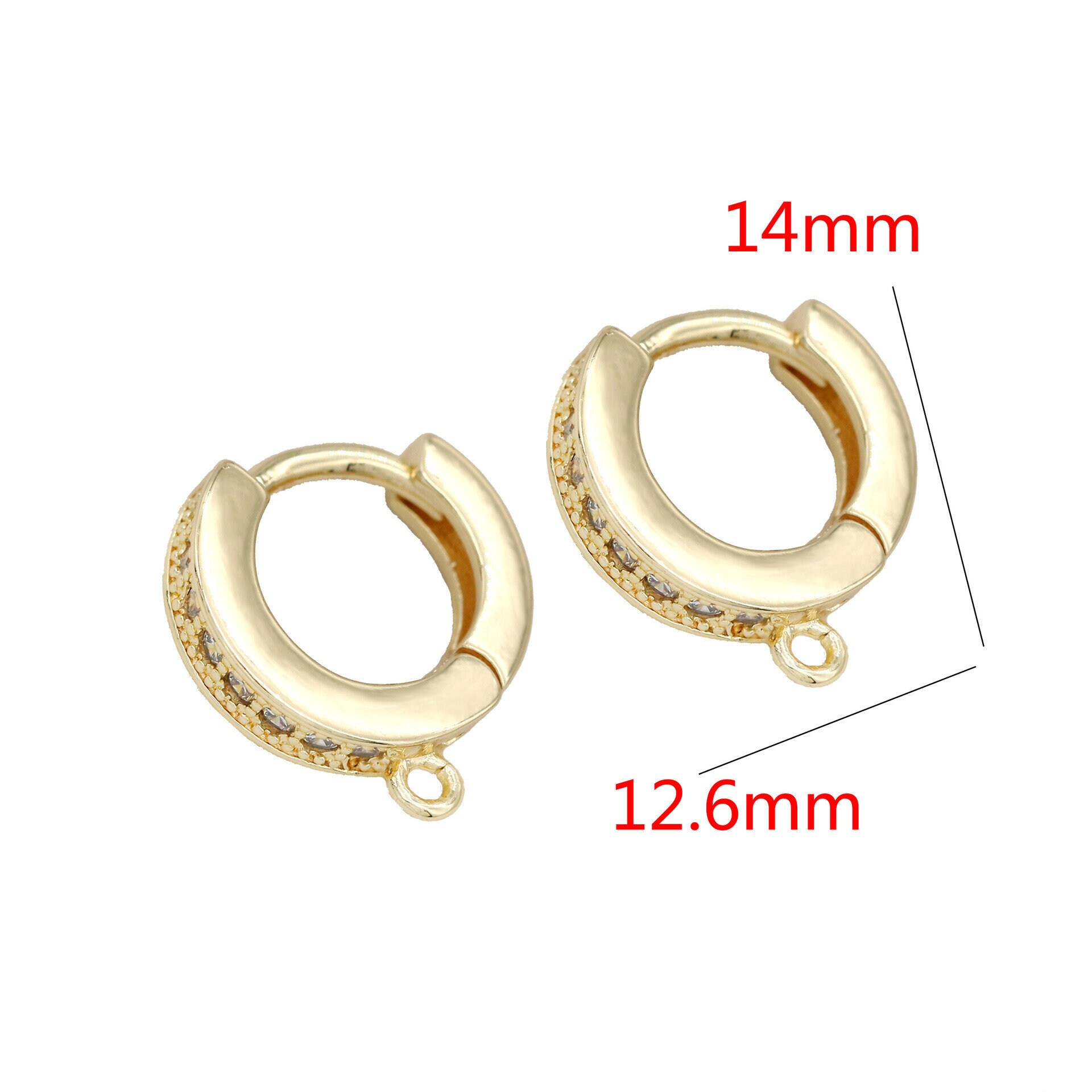 2 Pairs 14K Real Gold Plated Ear Hoops With Loop Zircon Circle - Etsy