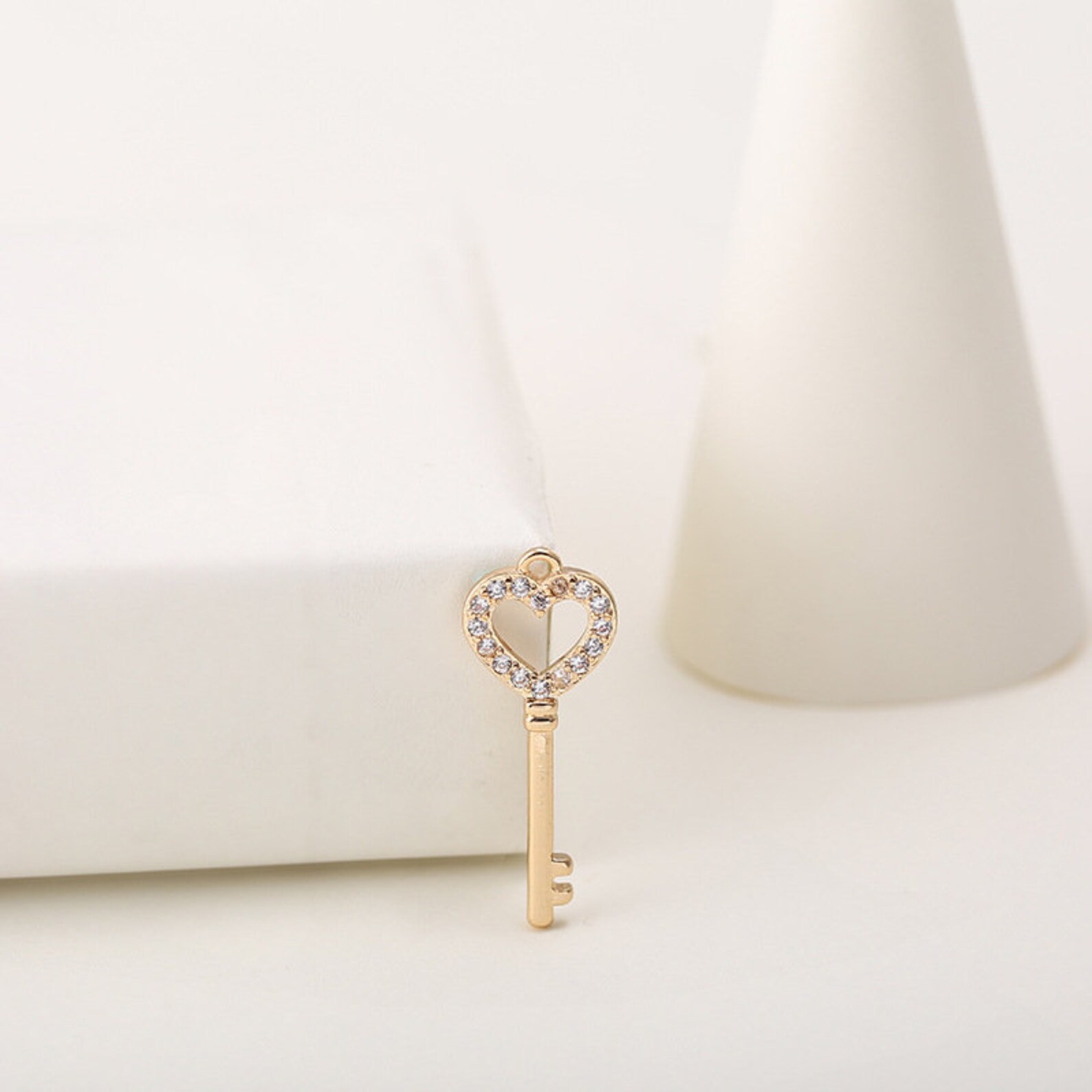 2pcs 14K Real Gold Plated Zircon Key Charmscharm - Etsy