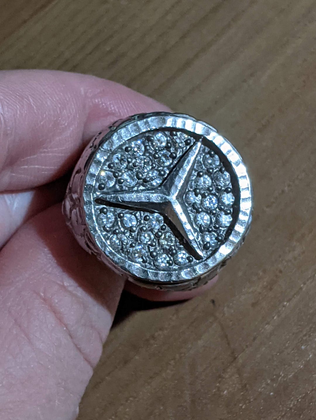 Beautiful Mercedes Solid Sterling Silver Ring With Clear Rhinestone ...