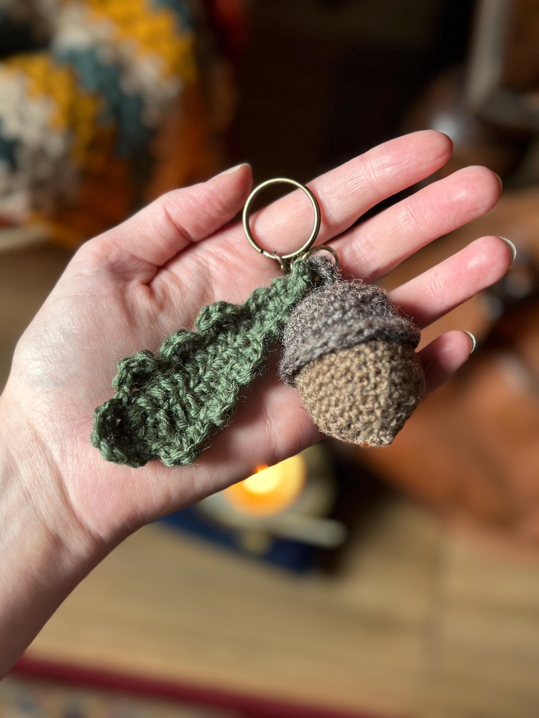 Acorn and Oak Leaf Keyring, Acorn and Oak Bag Charm, Cottagecore Gift ...