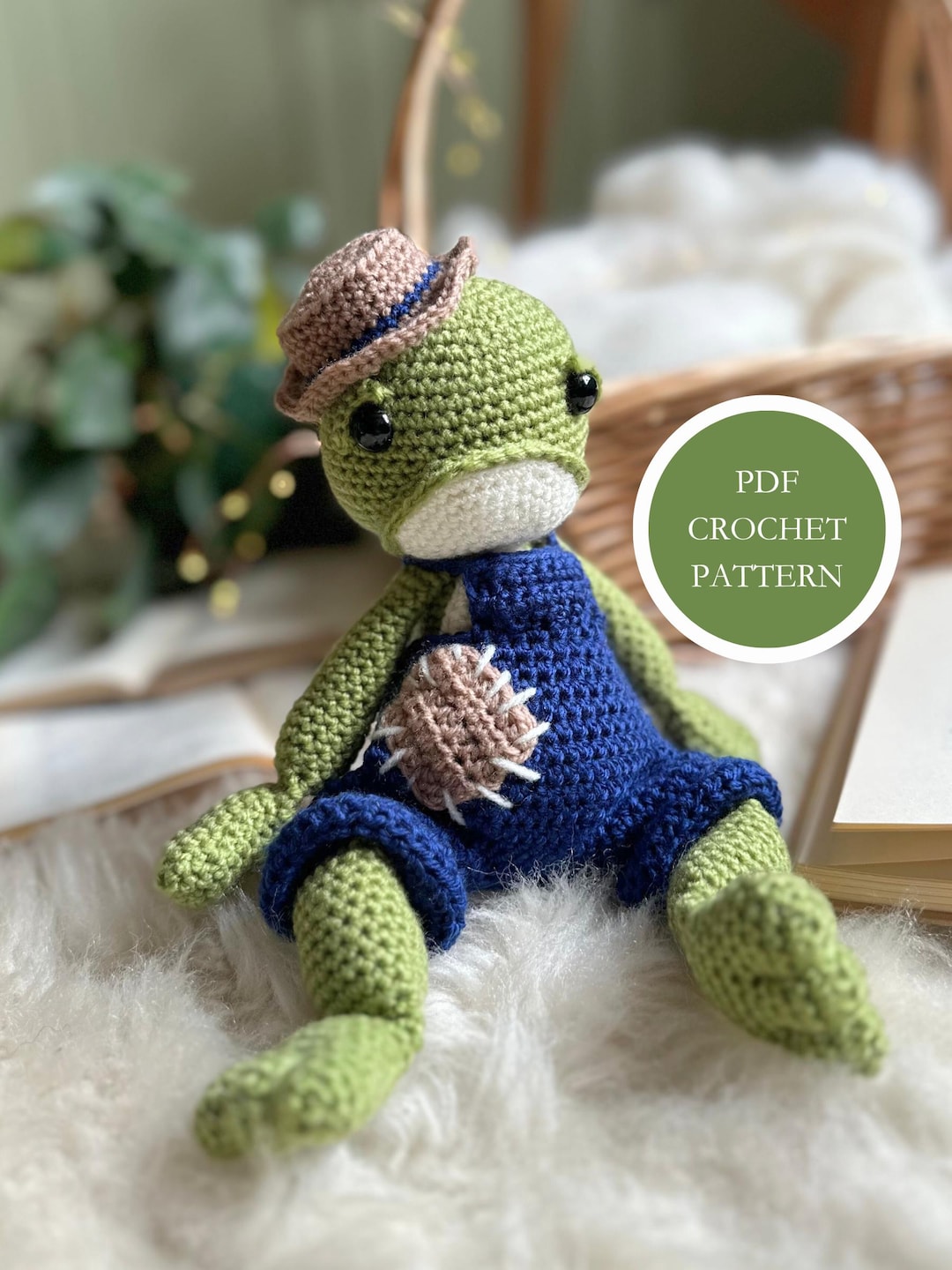 Hops the Frog Crochet Pattern: Frog and Dungarees Amigurumi (PDF ...