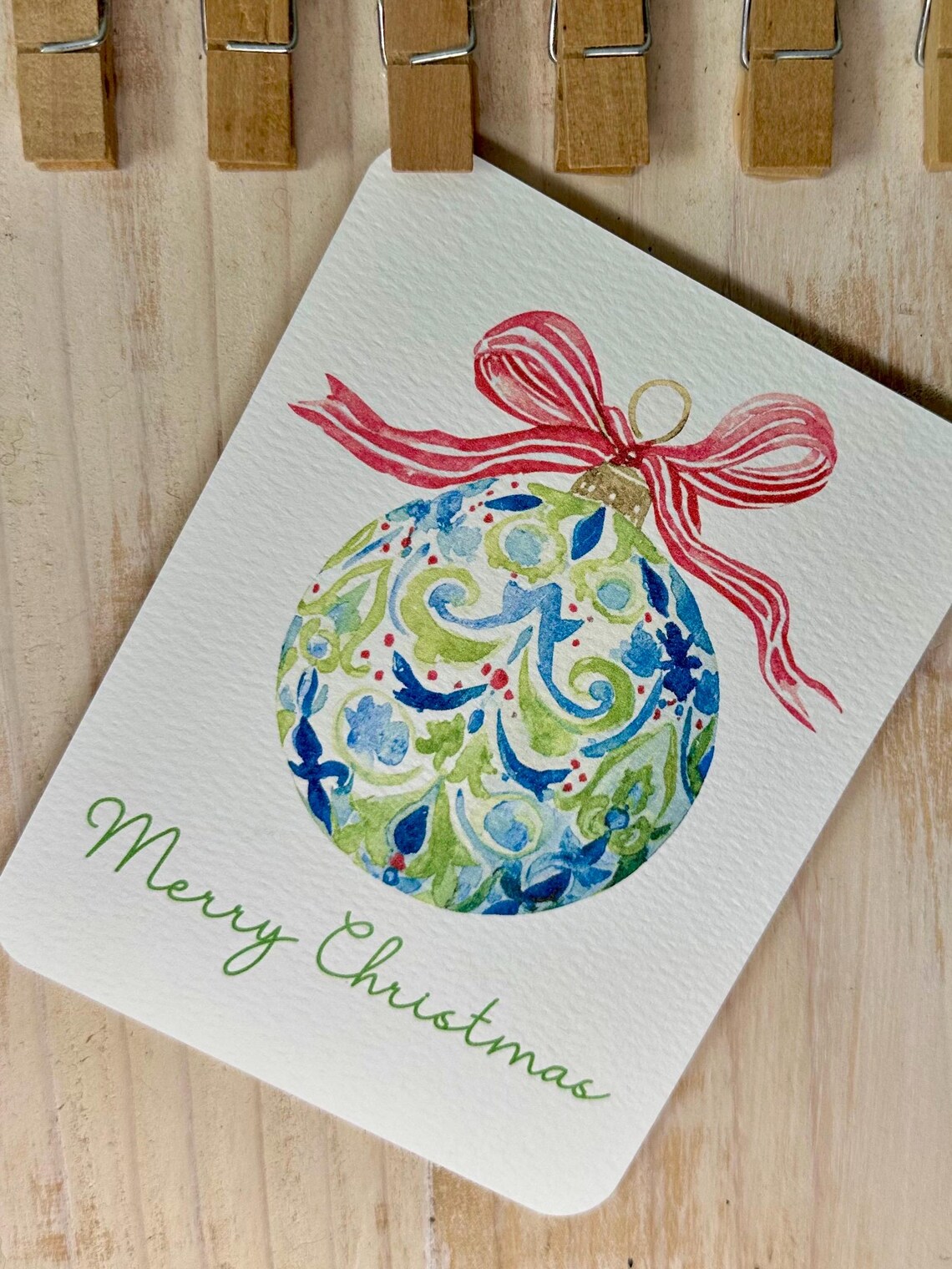 Christmas Preppy Ornament Merry Christmas Watercolor Art Print ...
