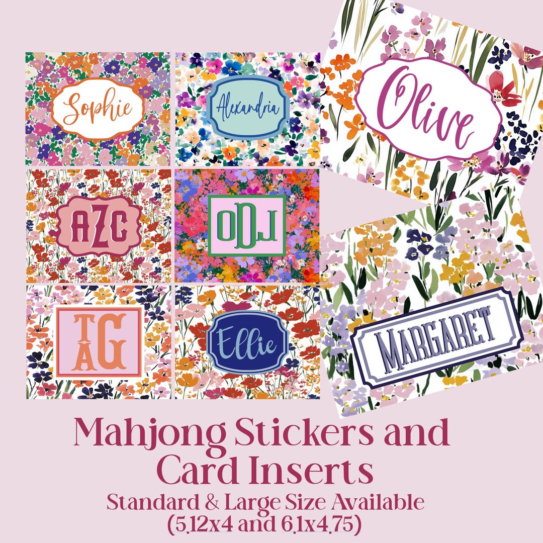 Personalized Mahjong Card Stickers or Cardstock Insert, Spring Blossoms ...