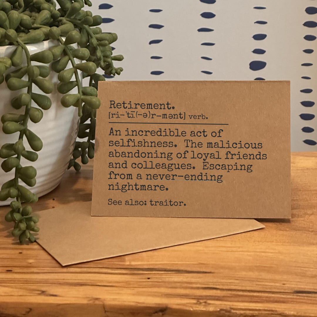 Funny Retirement Card | Retirement Definition Card | Good Luck Funny ...
