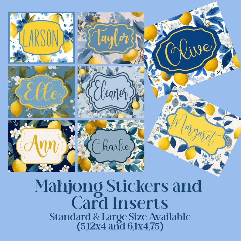 Personalized Mahjong Card Stickers or Cardstock Insert, Festive ...
