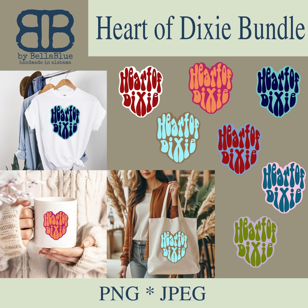 Heart of Dixie PNG Digital Download for Sublimation and DTF Design T ...