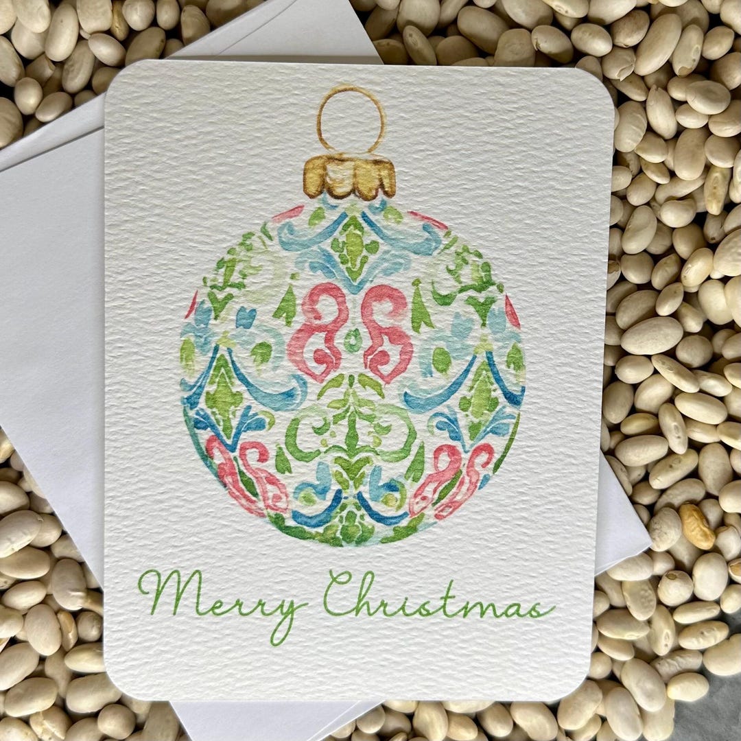 Christmas Preppy Ornament Merry Christmas Watercolor Art Print ...