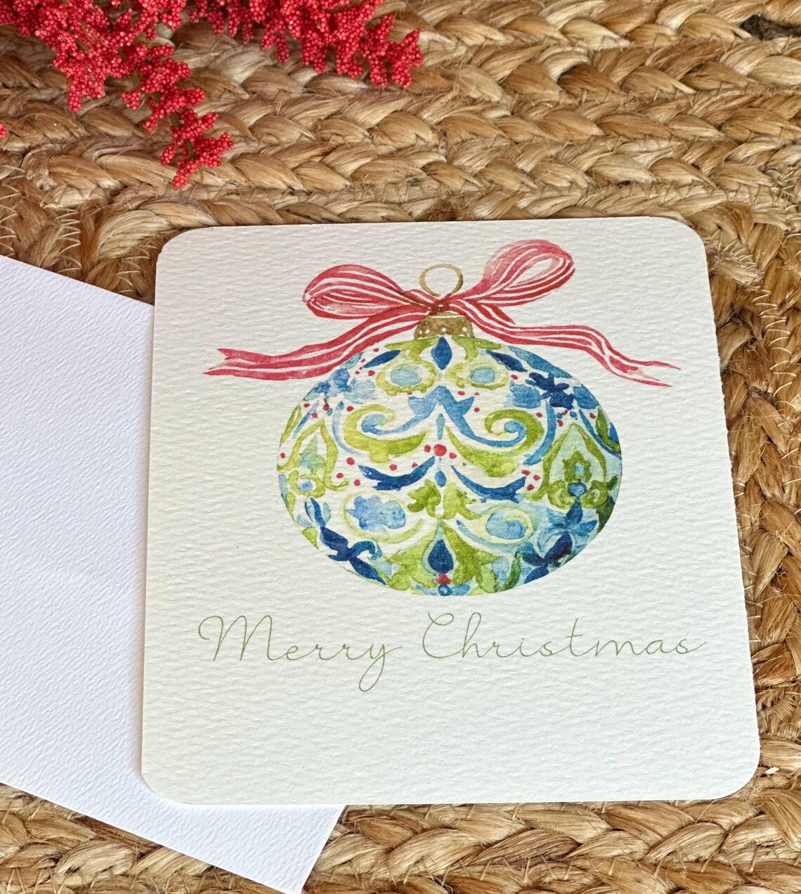 Christmas Preppy Ornament Merry Christmas Watercolor Art Print ...