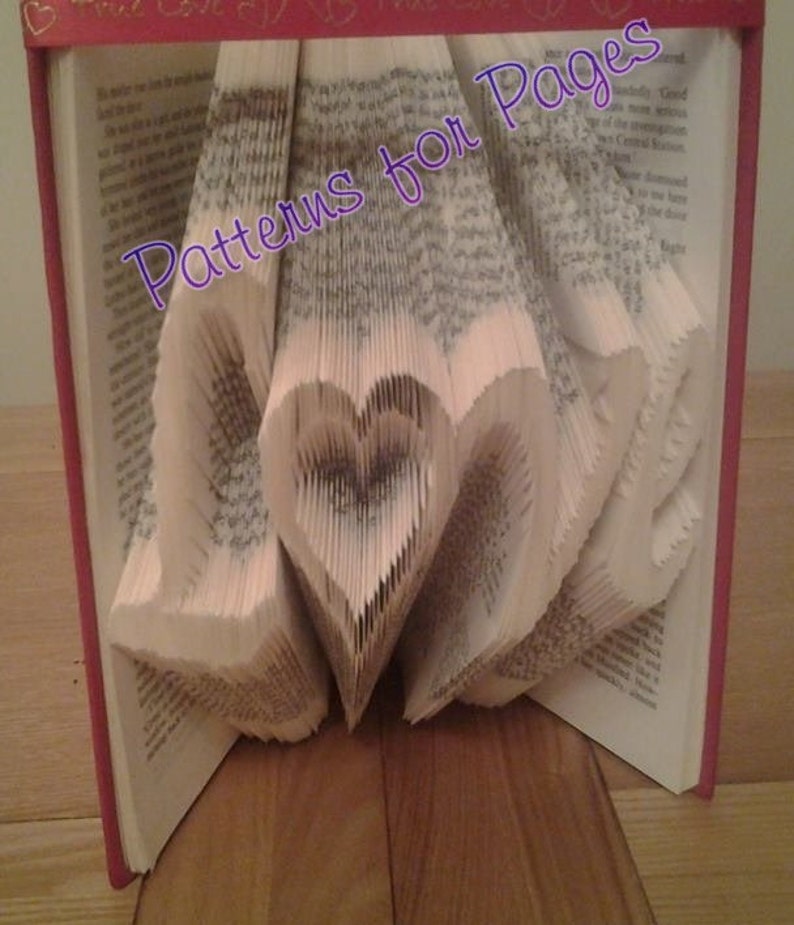 Book folding pattern for the word LOVE with a HEART | Etsy