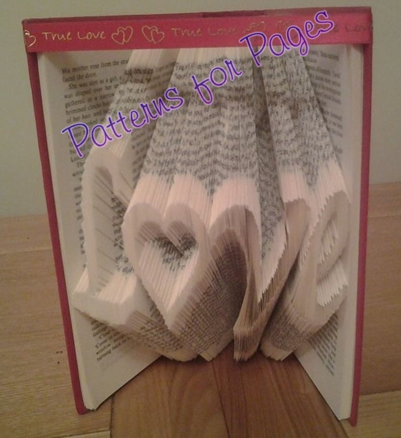Book Folding Pattern for the Word LOVE With a HEART - Etsy