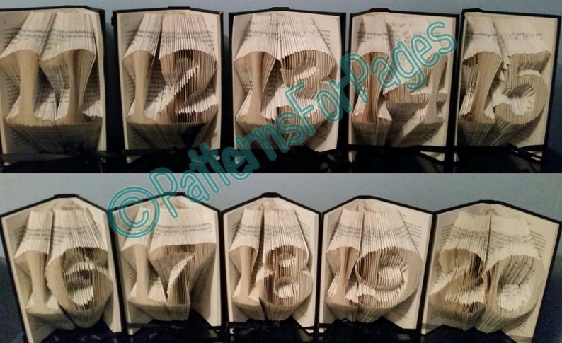 Book Folding Pattern for TABLE NUMBERS 11 to 20 1 to 10 | Etsy