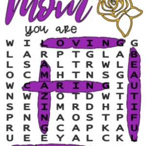 Mom Personalized Word Search-family Word Search Sign-mothers Day Word ...