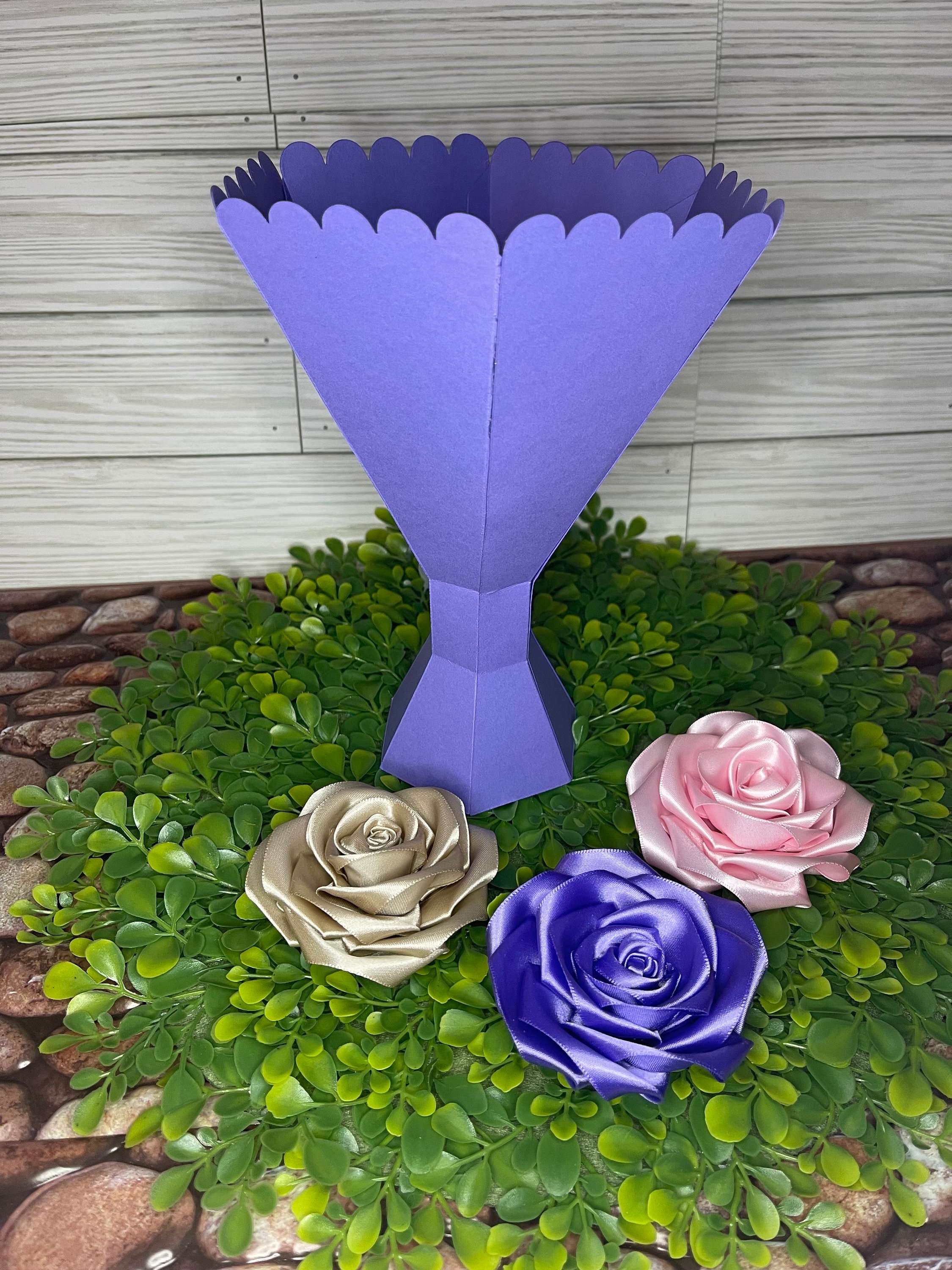 Pre-cut Paper Vase•flower Holder•paper Craft•cardstock Vase•florero Pre ...