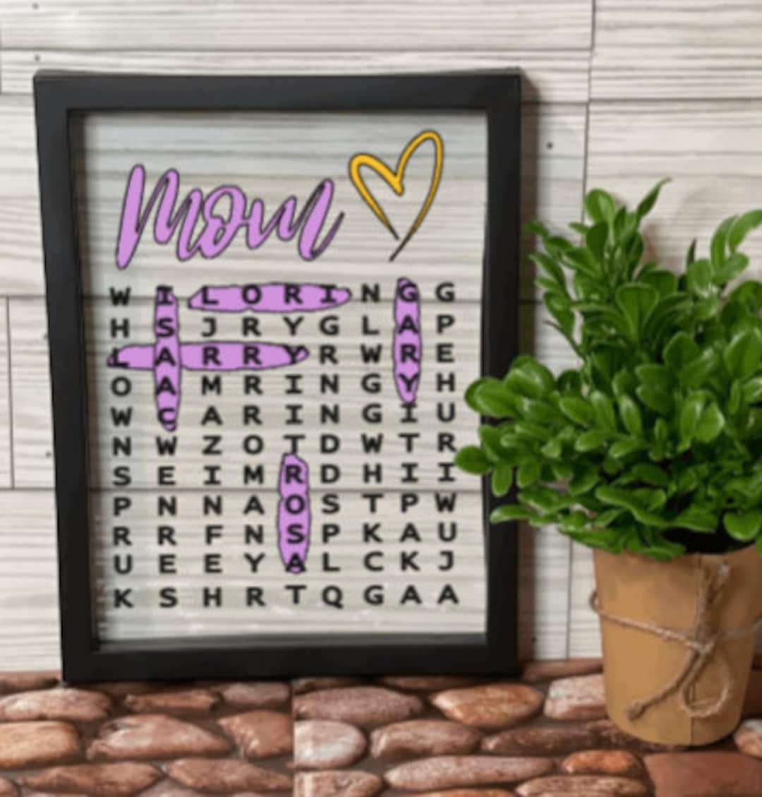 Mom Personalized Mini Word Search Frame-family Word Search Sign-mothers ...