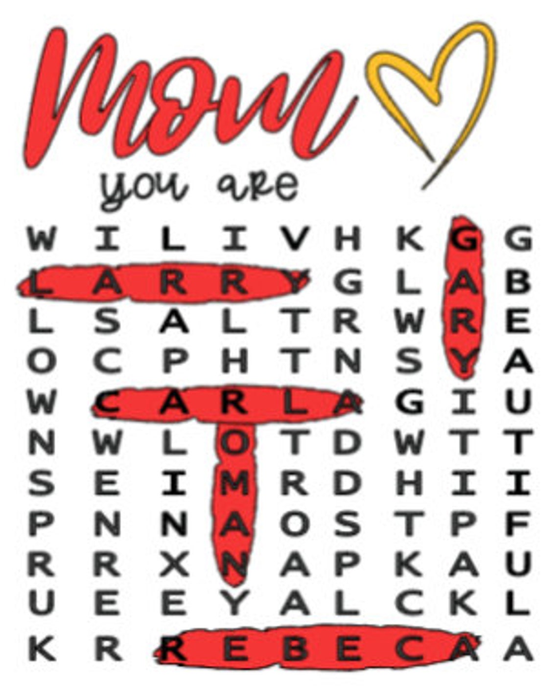 Mom Personalized Word Search-family Word Search Sign-mothers - Etsy