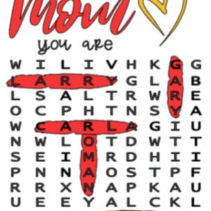 Mom Personalized Word Search-family Word Search Sign-mothers Day Word ...