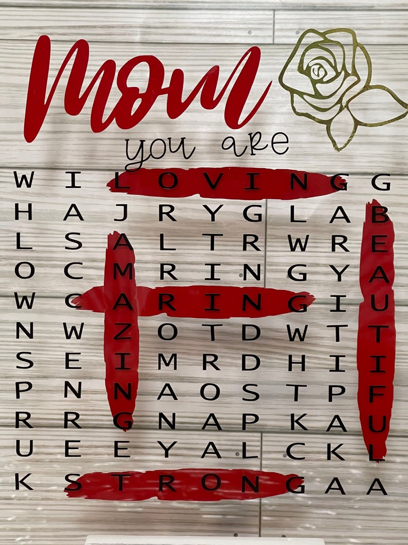 Mom Personalized Word Search-family Word Search Sign-mothers Day Word ...