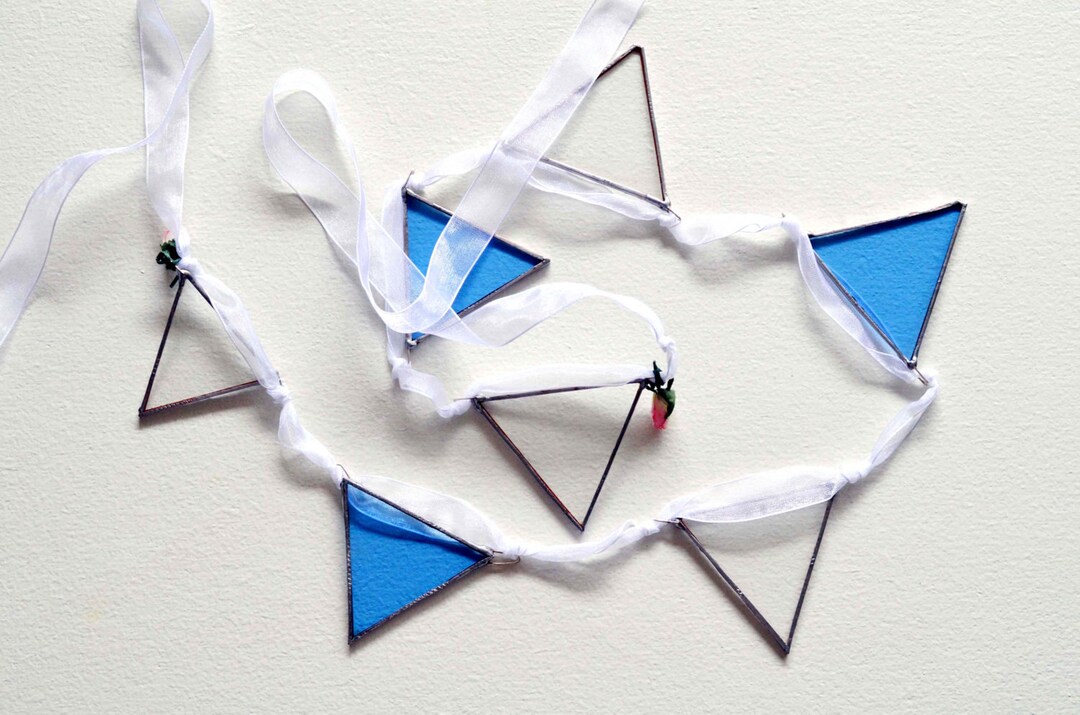 Blue Stained Glass Garland, Stained Glass Garland in Blue and Clear ...