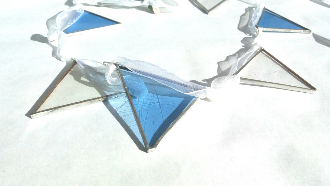 Blue Triangle Stained Glass Garland, Blue Stained Glass Garland , Clear ...