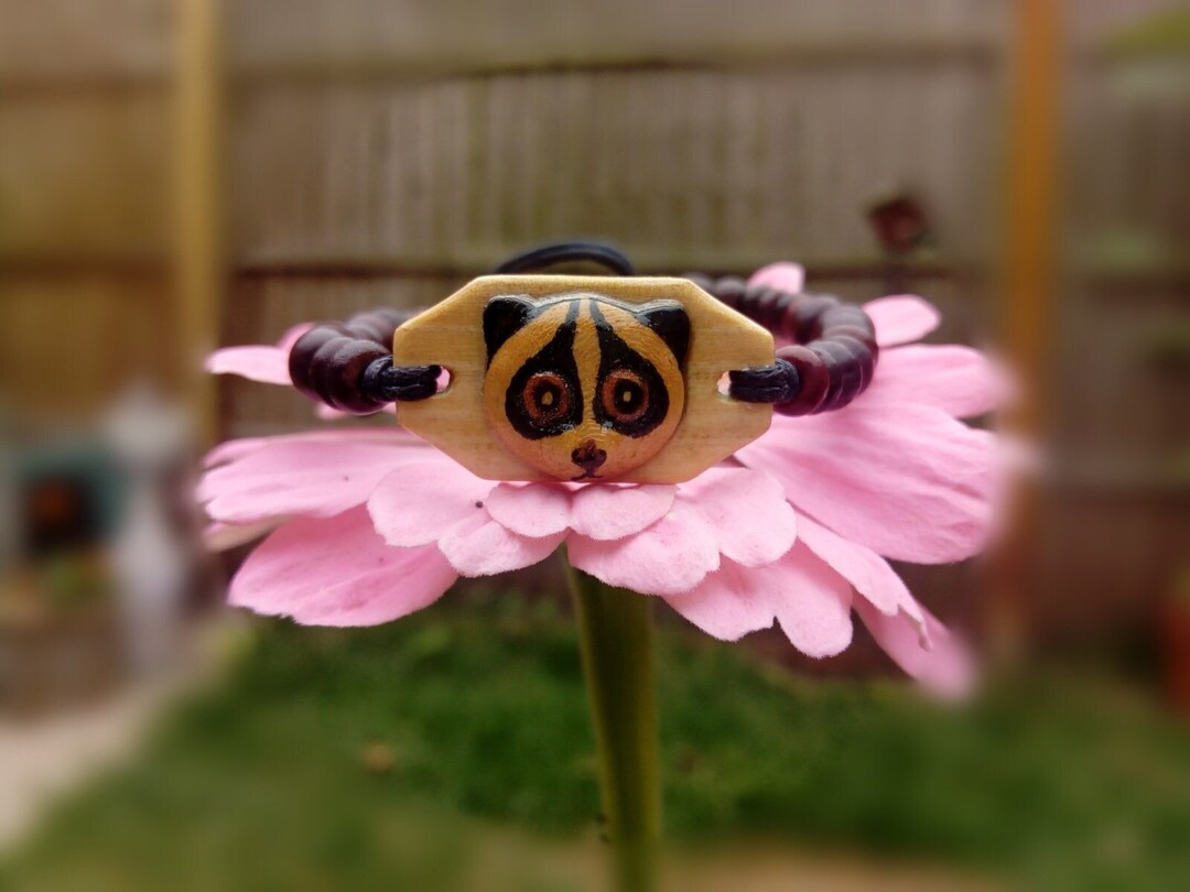 Slow Loris Hand-carved Wooden Charm and Beaded Bracelet Adjustable - Etsy