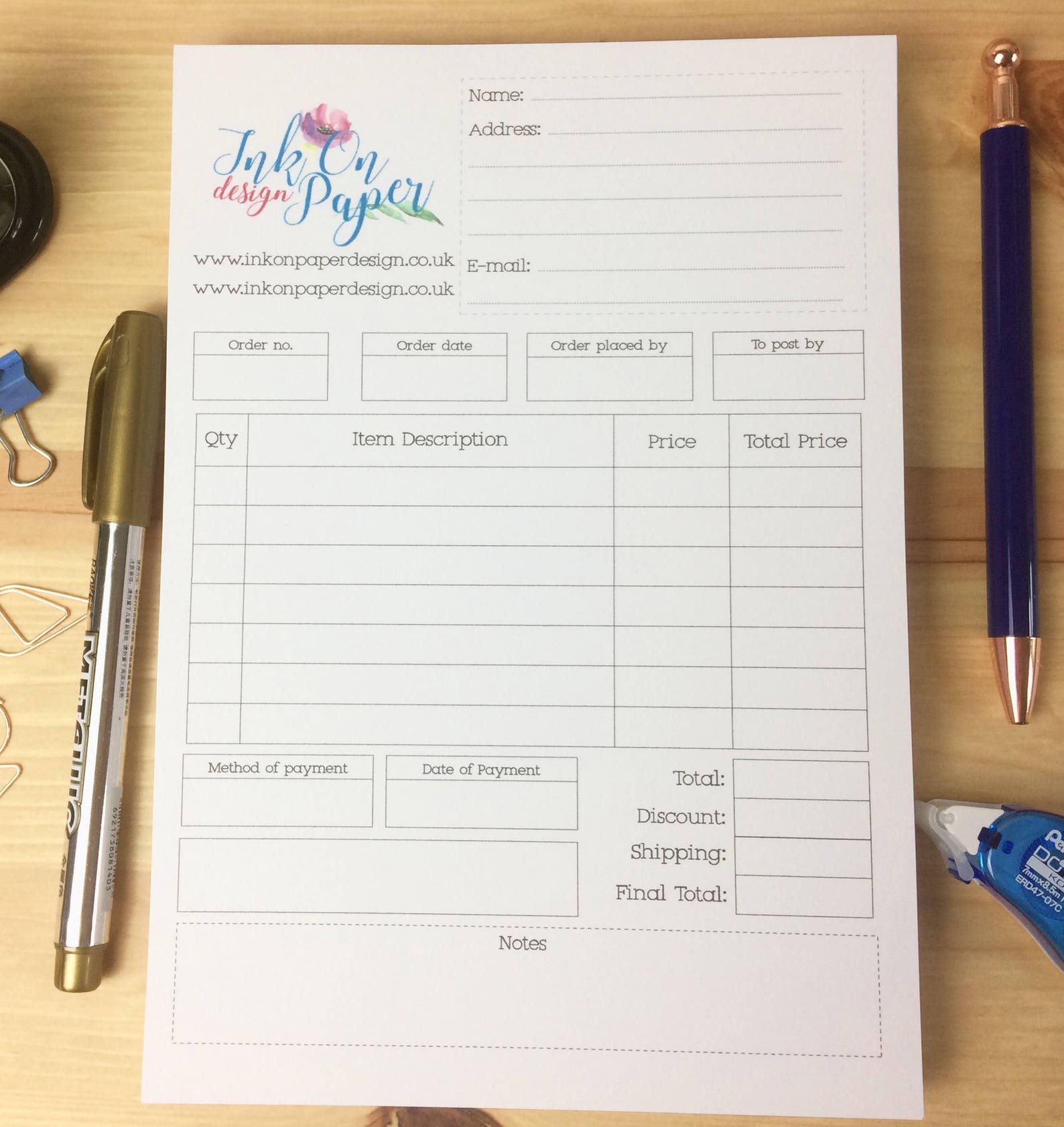 Order Receipt Book Custom Order Form Size A5 Sellers - Etsy UK