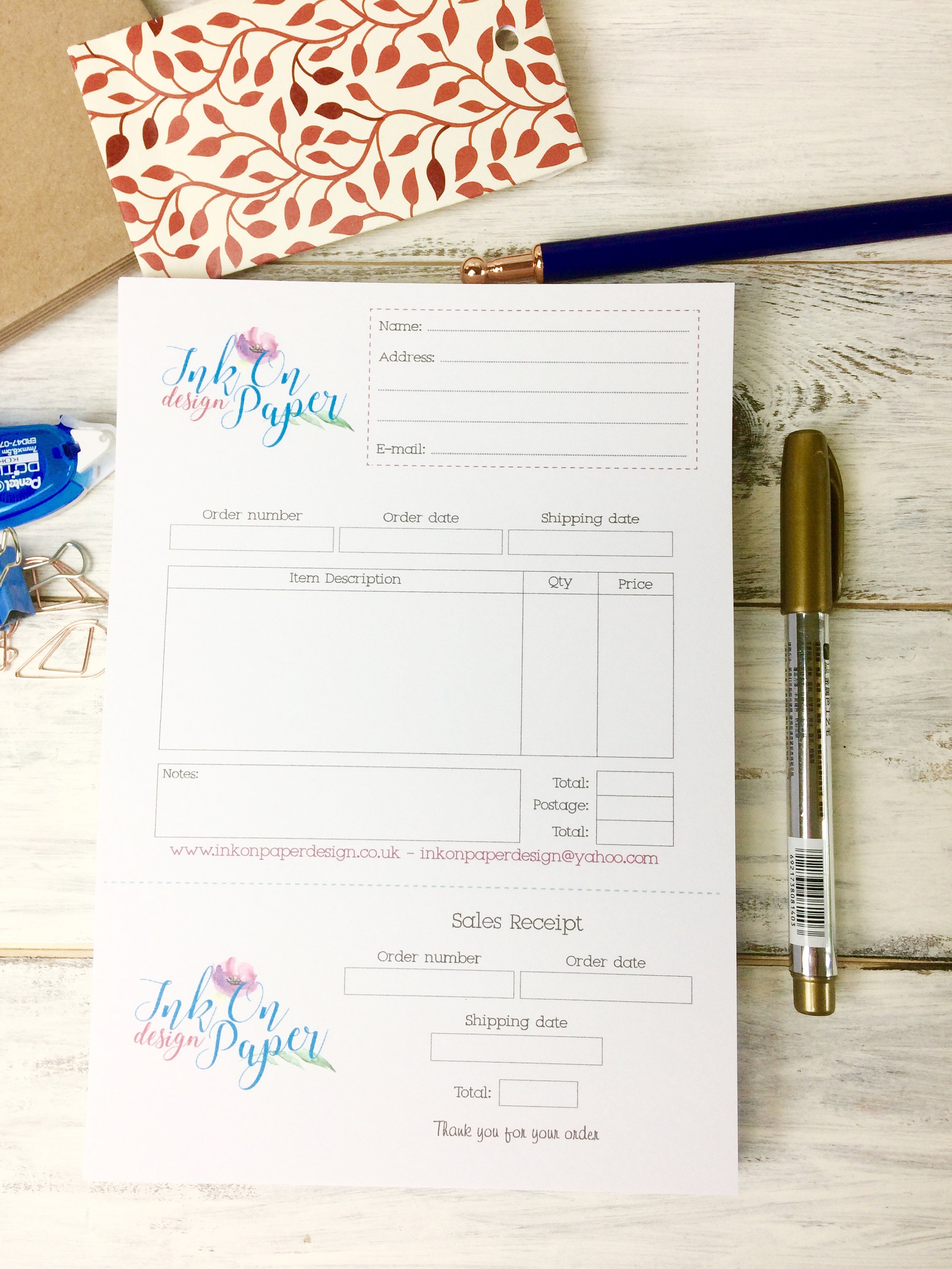Custom Order Book, Receipt Slip, Sellers Stationery, A5 Size, Tear Away ...