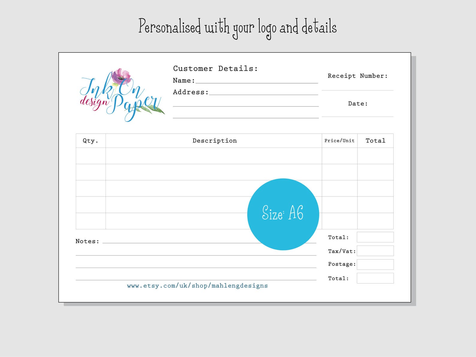 Custom Receipt Book - Petty Cash Receipt - Office Supplies ...