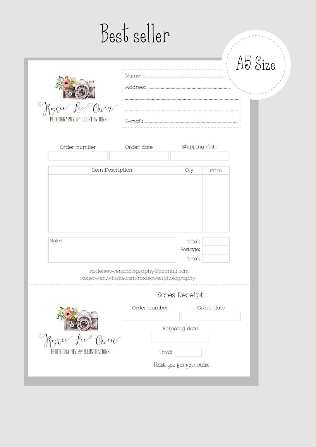 Custom Order Book, Receipt Slip, Sellers Stationery, A5 Size, Tear Away ...