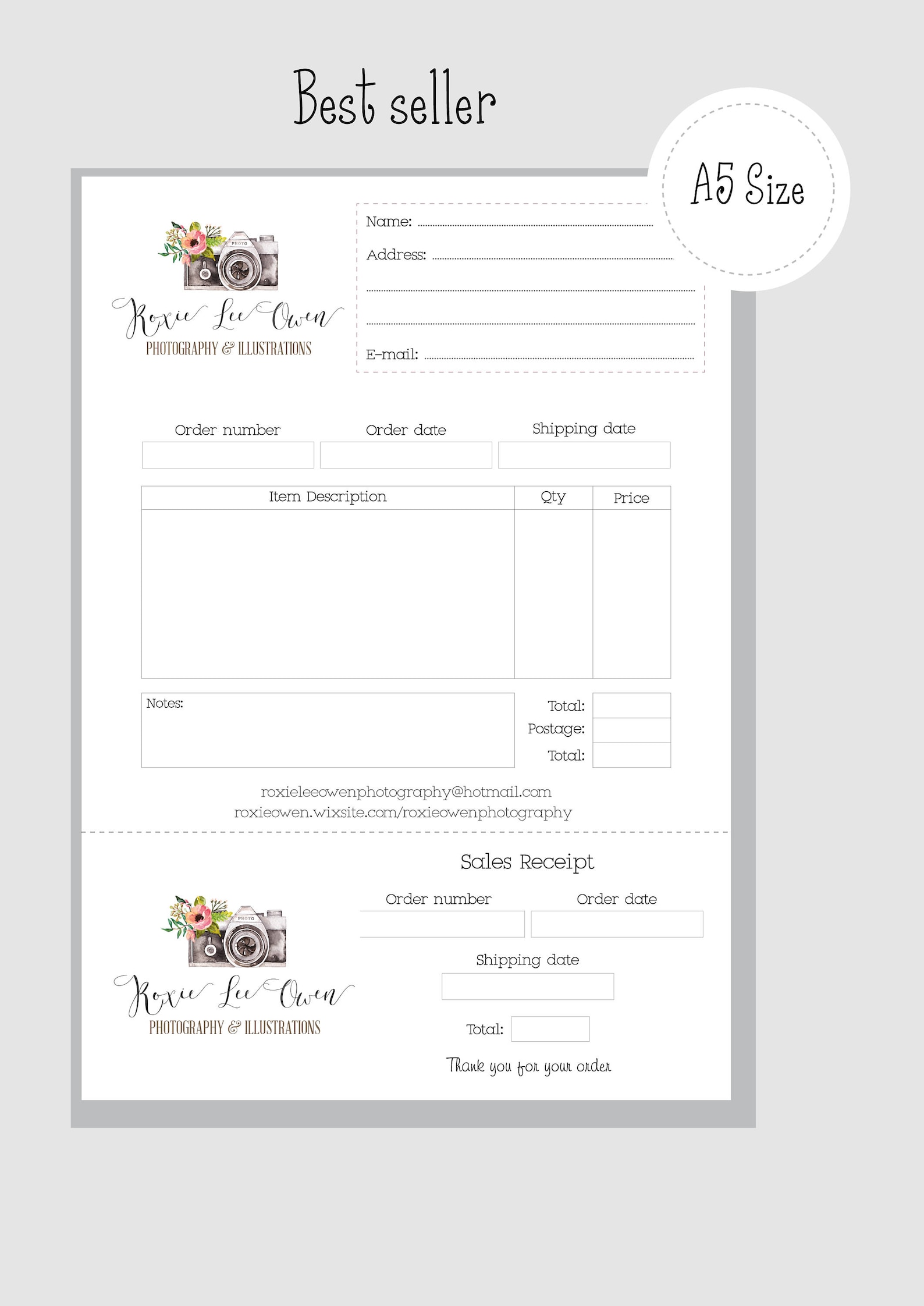 Custom Order Book, Receipt Slip, Sellers Stationery, A5 Size, Tear Away ...