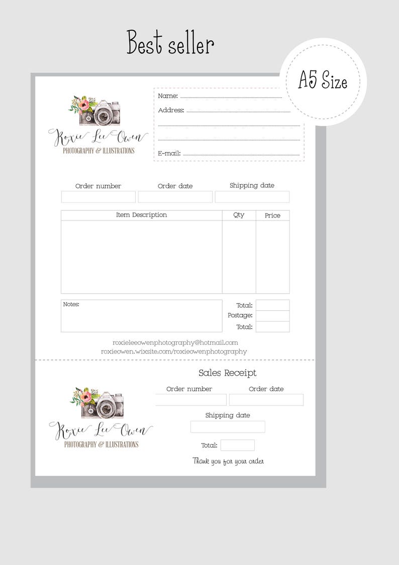 Custom Order Book, Receipt Slip, Sellers Stationery, A5 Size, Tear Away ...