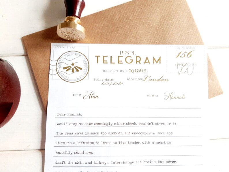 Telegram Love Letter Important Message Printed Letter | Etsy UK
