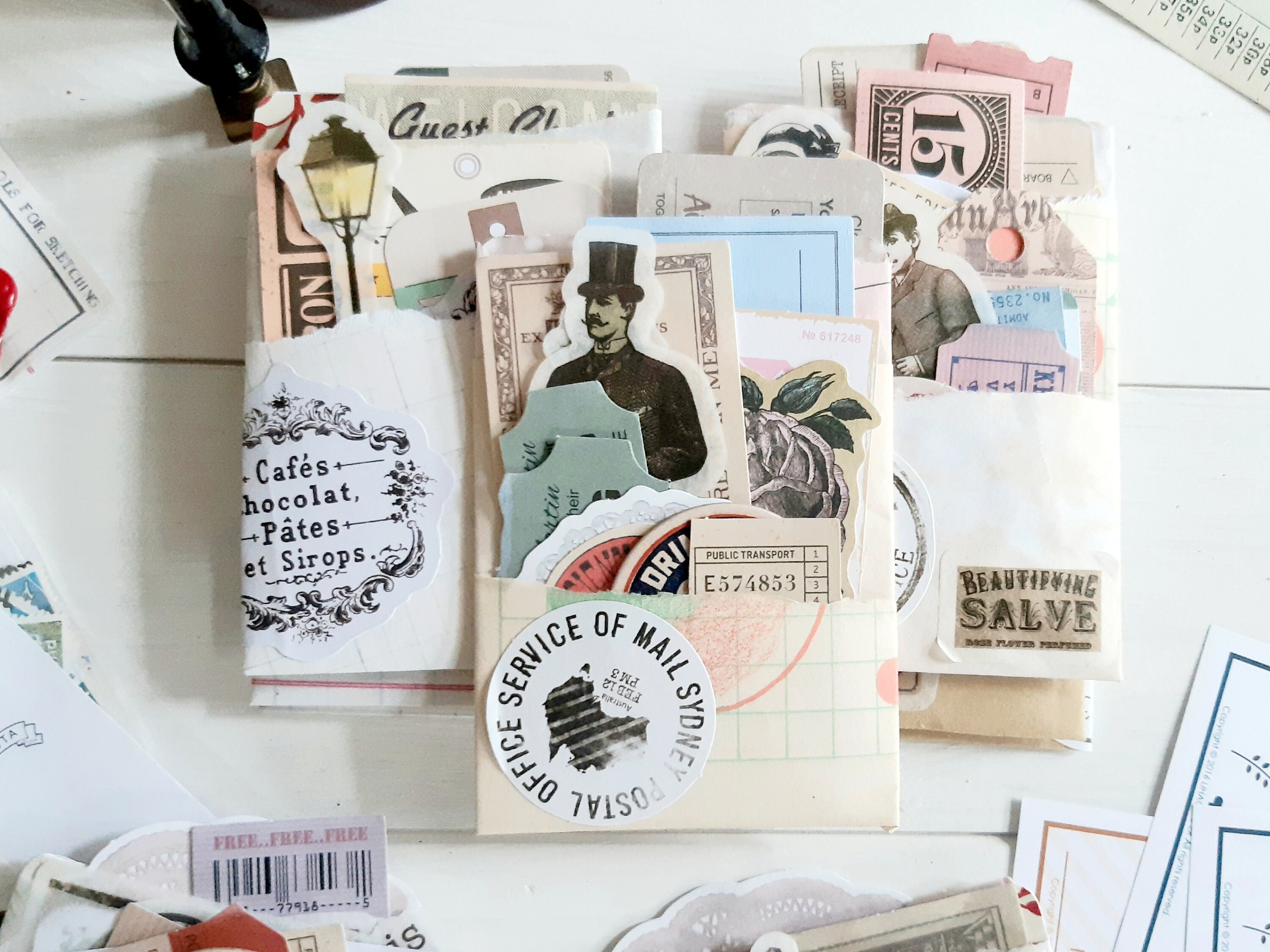 Paper journal paper pieces Craft supply Collage set snail mail VINTAGE ...