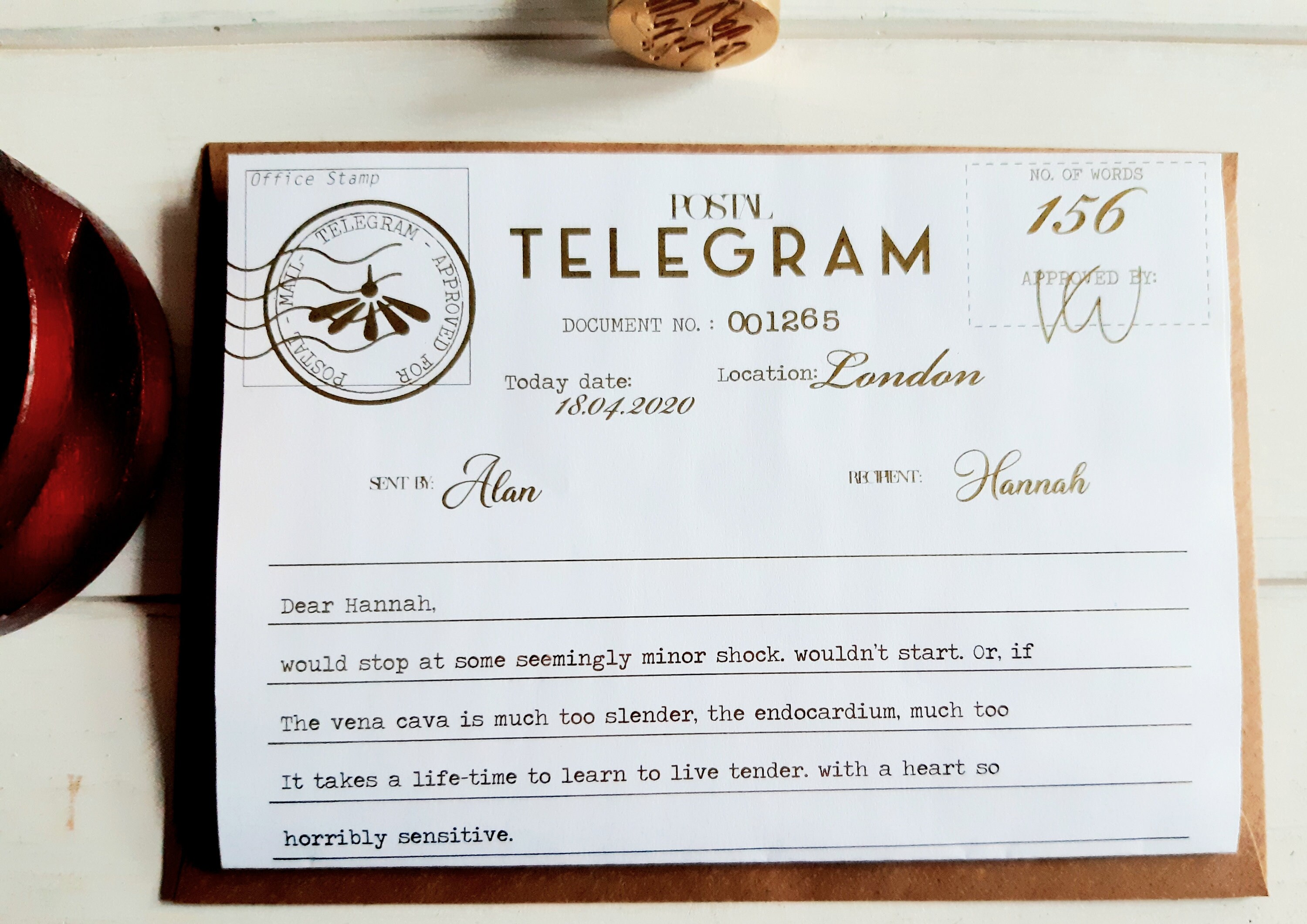 Telegram Love Letter Important Message Printed Letter - Etsy UK
