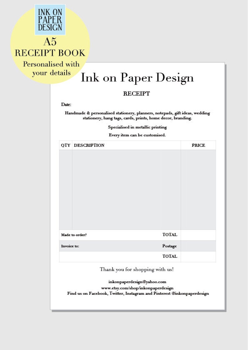 personalised-receipt-book-a5-size-custom-receipt-book-cash-etsy