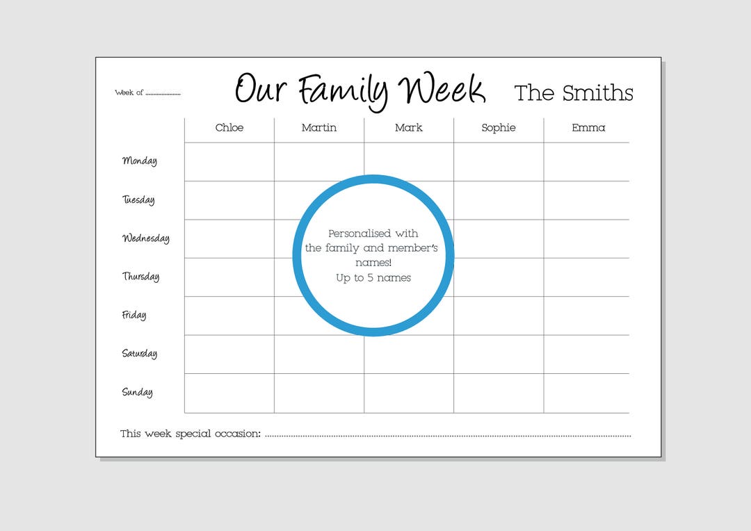 Family Planner - Weekly Organizer - Personalised Planner - A4 and A5 ...