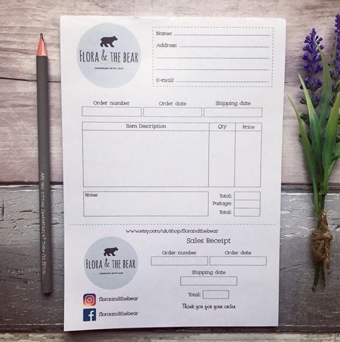 Custom Order Book Receipt slip Sellers tools A5 size tear | Etsy