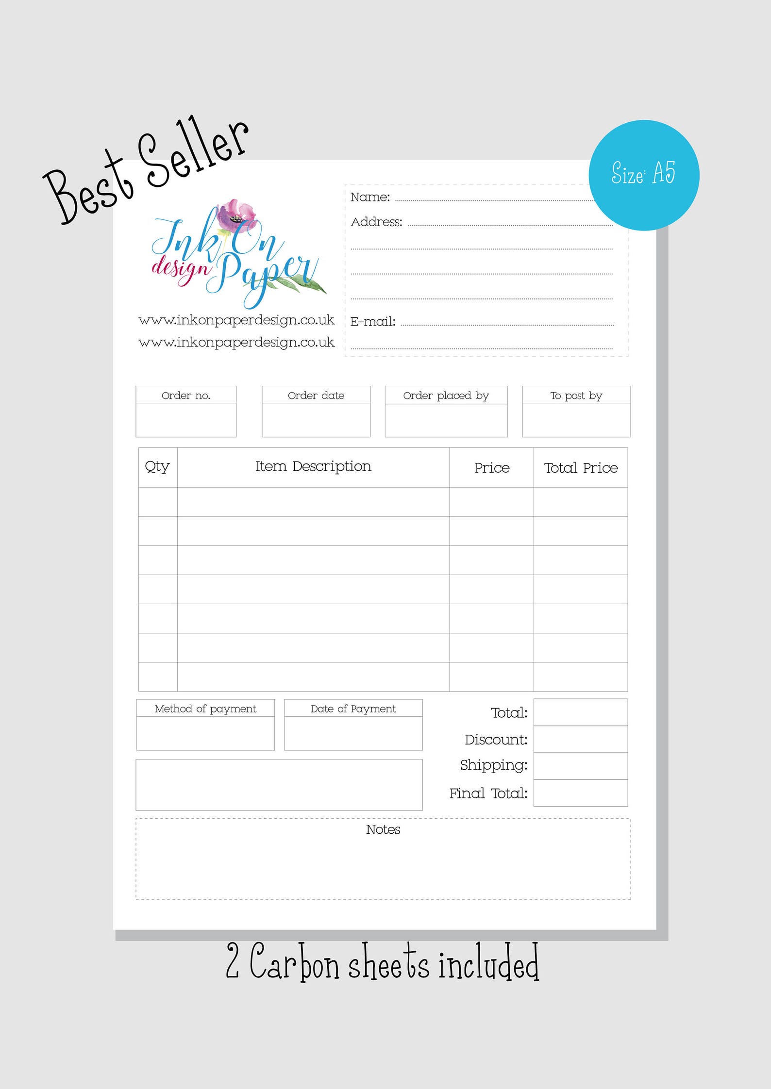 Order Receipt Book Custom Order Form Size A5 Sellers - Etsy UK