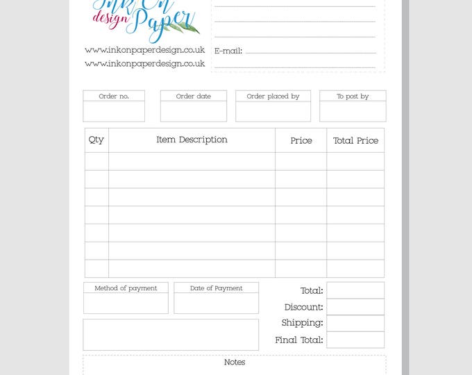 Order Receipt Book Custom Order Form Size A5 Sellers - Etsy UK