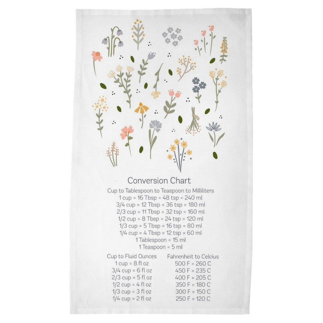 Conversion Chart Tea Towel Hand Drawn by Kathrin Legg A Unique ...
