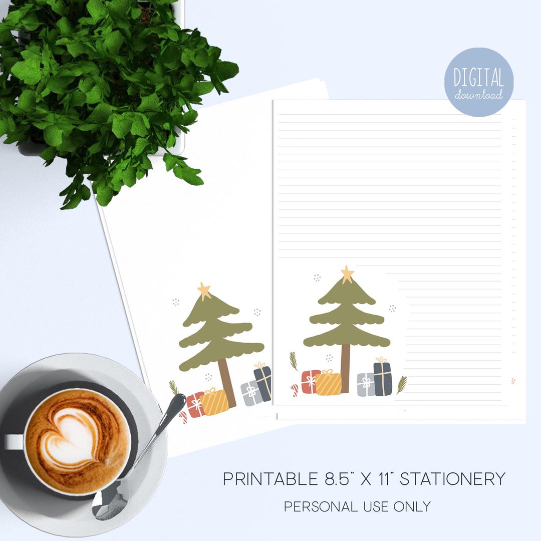 Christmas Tree Stationery: Lined/unlined Letter Writing Paper (digital ...