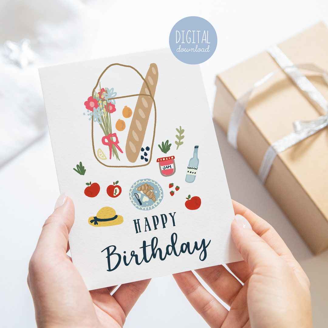 Happy Birthday Printable Greeting Card Illustrated by Kathrin Legg ...