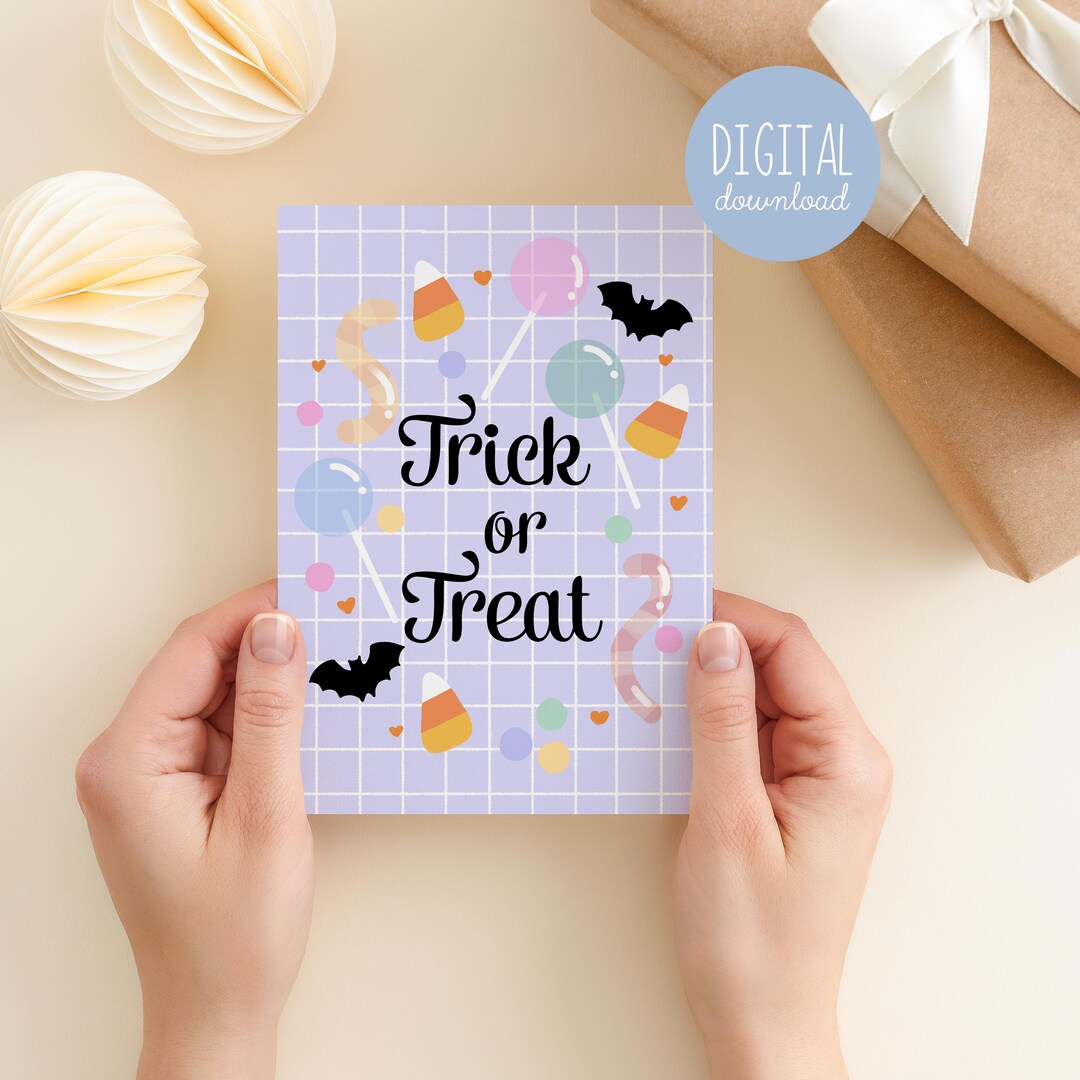 Printable Trick or Treat Halloween Card: Candy Design (digital Download ...