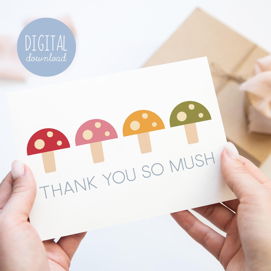 Mushroom Thank You Card Printable: Teacher, Mom, Dad Gift (PDF) - Etsy