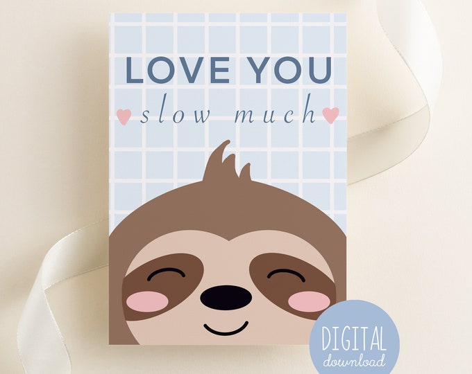 Sloth Card " I Sloth You" Greetings Card, Valentines Card, Lovers Card ...