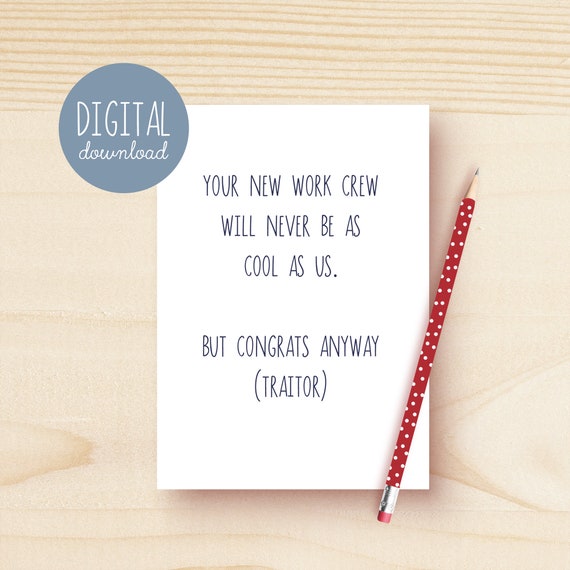 DIGITAL DOWNLOAD Printable Funny New Job Card Witty Work - Etsy