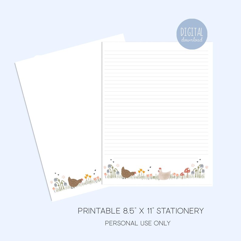 Chicken Stationery: Lined & Unlined Letter Writing Paper (digital ...
