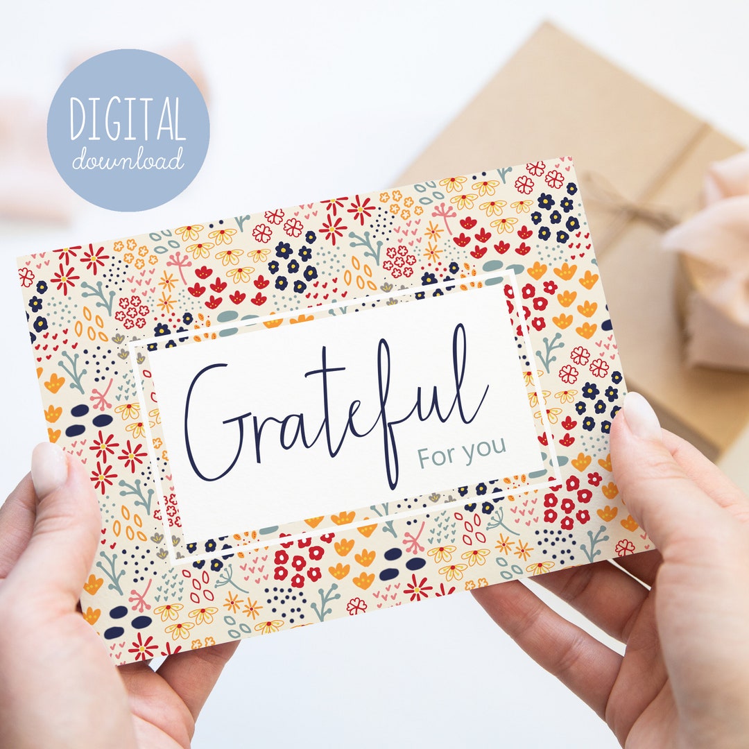 Thank You Card Grateful for You Instant Greeting Card by Kathrin Legg ...
